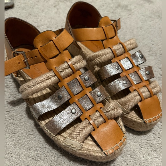 Tory Burch | Shoes | Tory Burch Tan And Silver Espadrille Sandals ...
